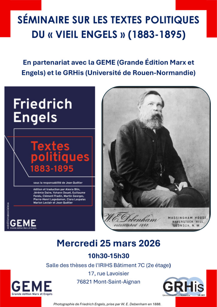 Séminaire GEME/GRHIS : Les textes politiques du « vieil Engels » (1883 ...